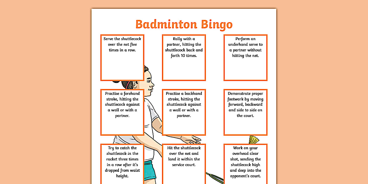 Badminton Bingo Activity Sheet (teacher made) - Twinkl