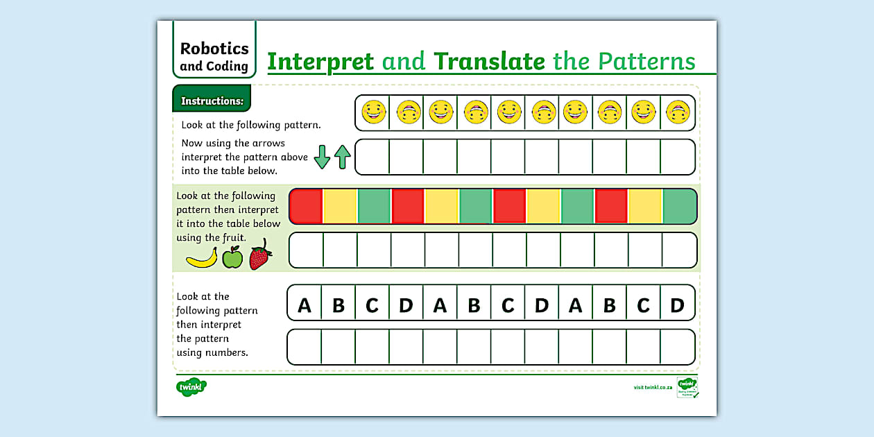 Robotics and Coding - Interpreting Patterns - Twinkl Robotics and Coding - Interpreting Patterns - Twinkl