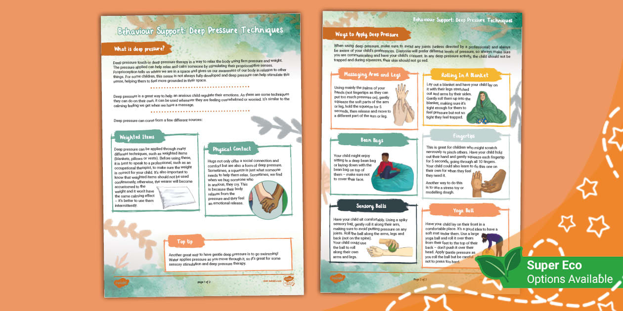 Behaviour Support: Deep Pressure Techniques (teacher made)