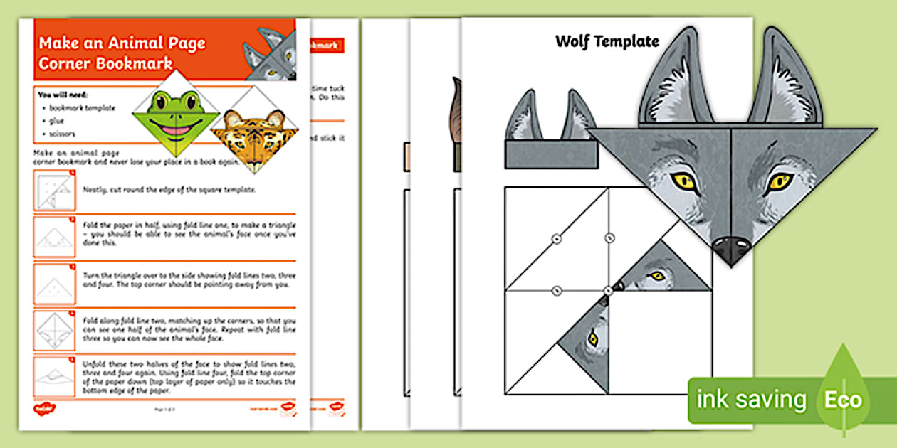 Origami Animal Bookmarks | Corner Bookmarks | Twinkl