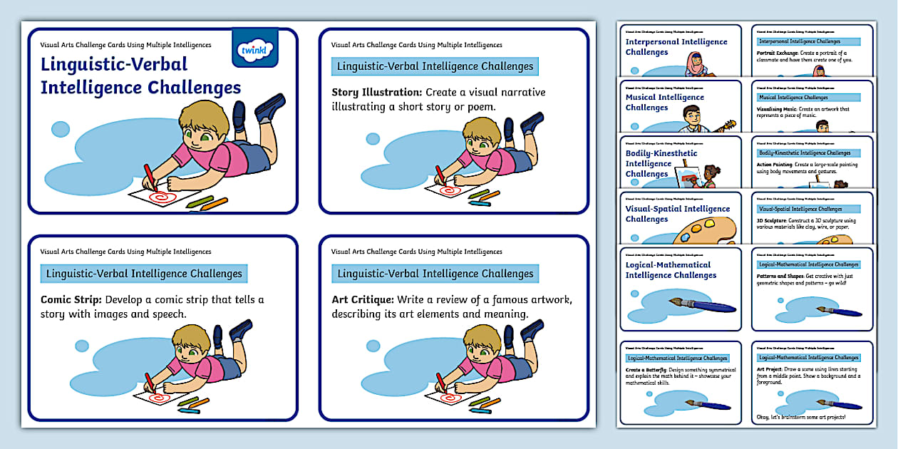 Visual Arts Challenge Cards Using Multiple Intelligences