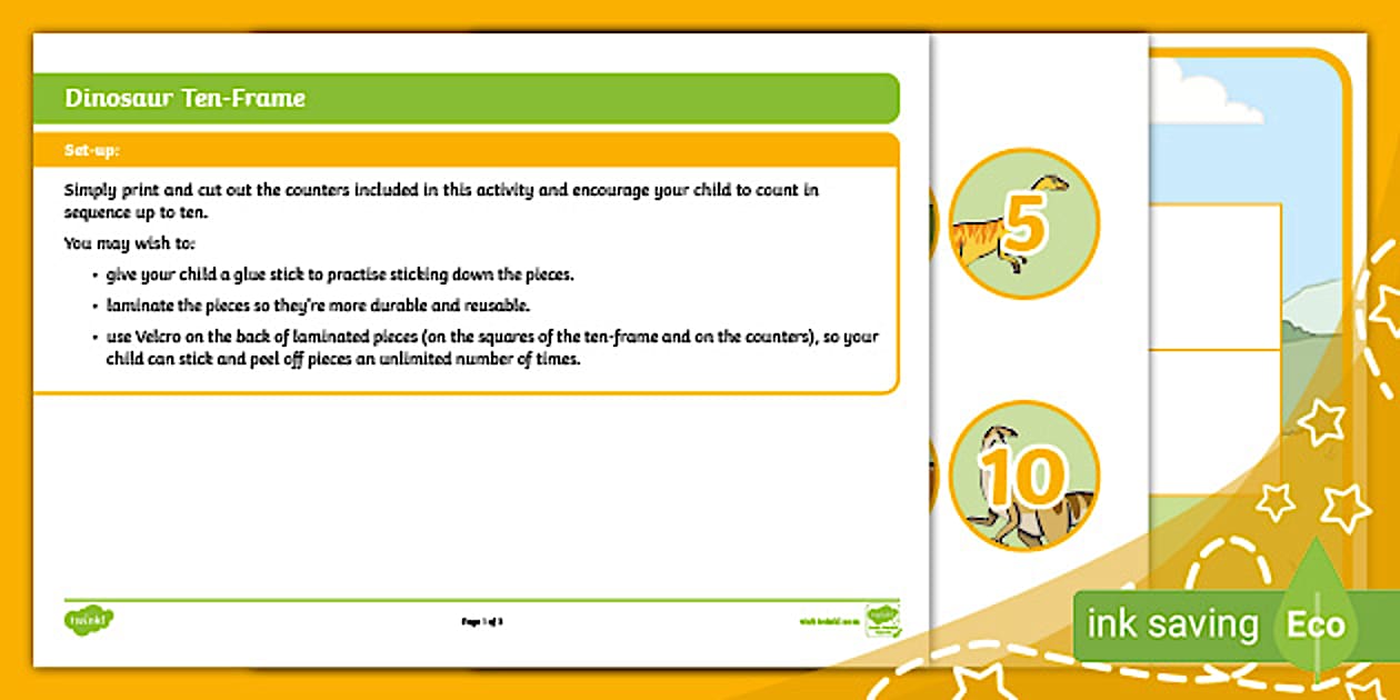 👉 Dinosaur Ten-Frame (teacher made) - Twinkl