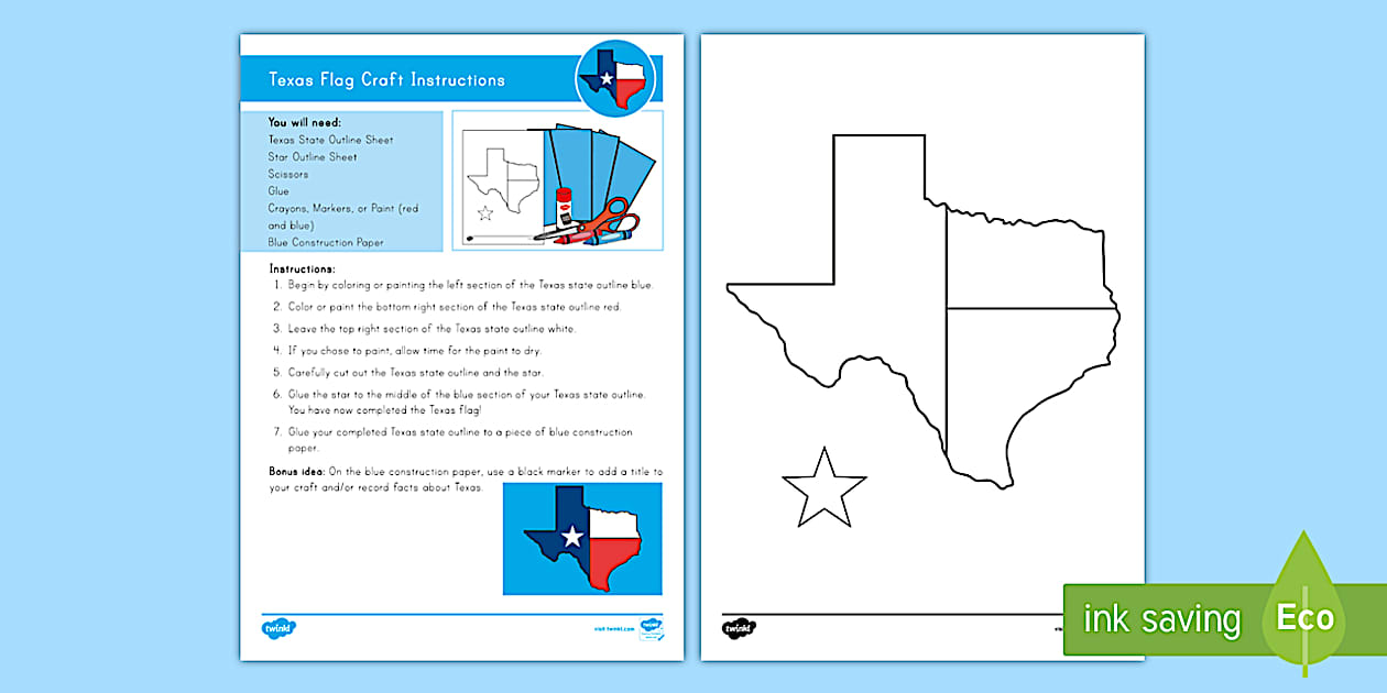 Texas Flag Craft Instructions - Twinkl
