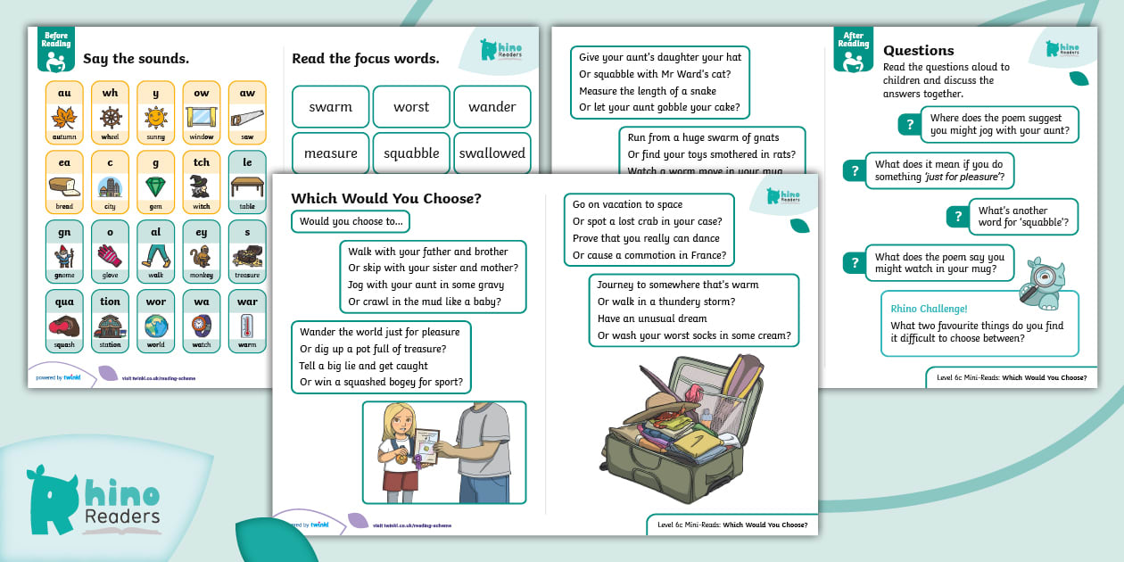 Rhino Readers Intervention: Which Would You Choose? Level 6c