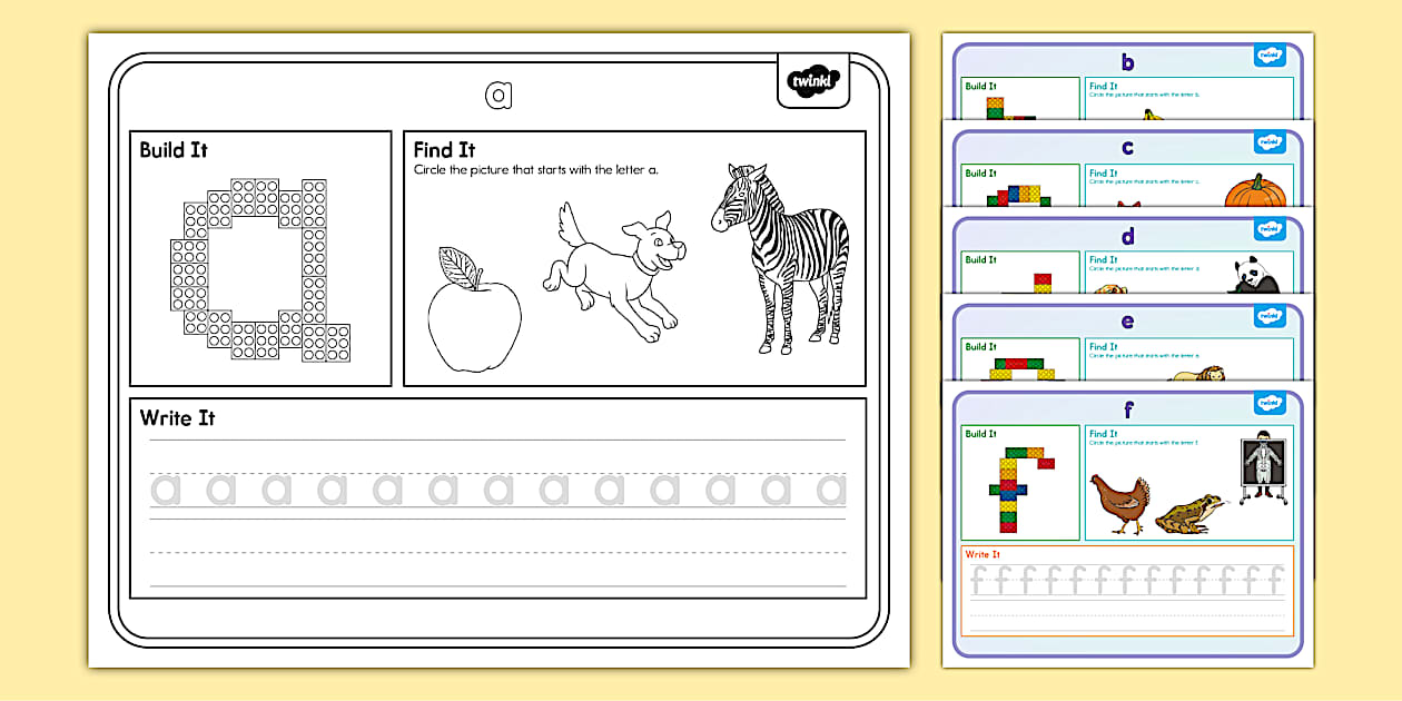 Lowercase Letters Building Blocks Activity Mats - Twinkl