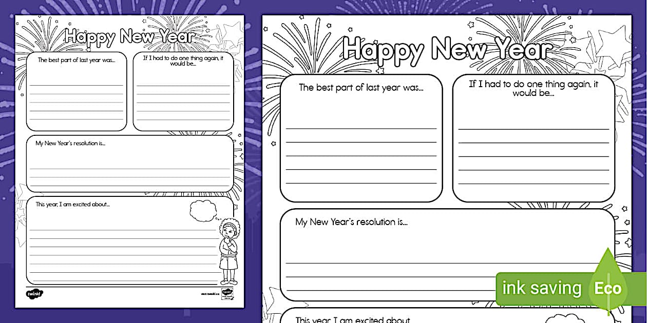 New Year's Resolutions Writing Template - Twinkl