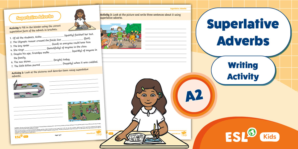 ESL Superlative Adverbs Activity {Kids}