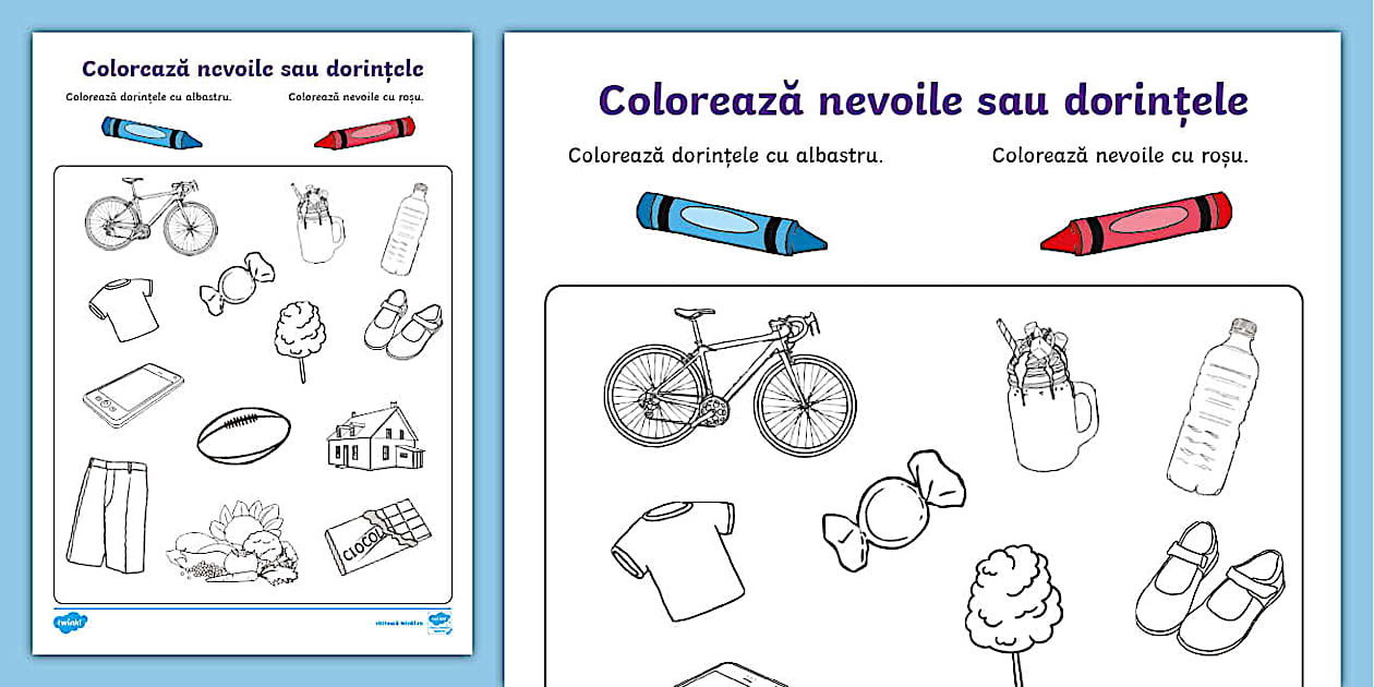 Nevoi și dorințe – Fișă de activitate (teacher made)