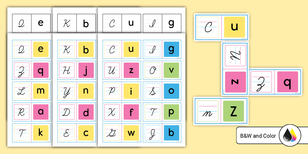 Mixed Cursive Dominoes Set (teacher made) - Twinkl