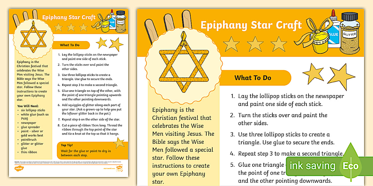 Epiphany star craft activity to guide on how to make a star