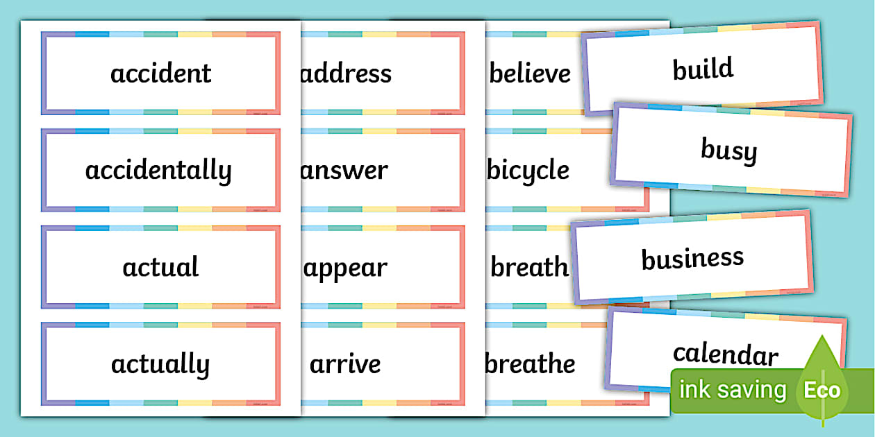 Editable 2014 Curriculum Spelling List Years 3 and 4 Word Cards