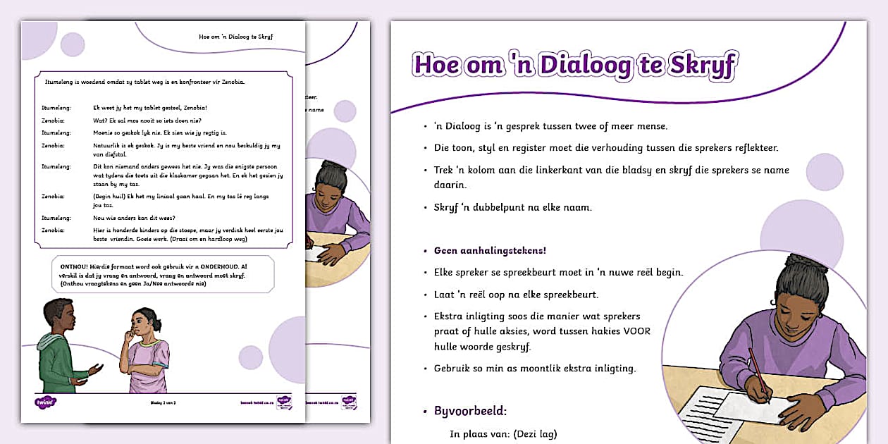 Hoe om 'n Dialoog te Skryf (teacher made) - Twinkl