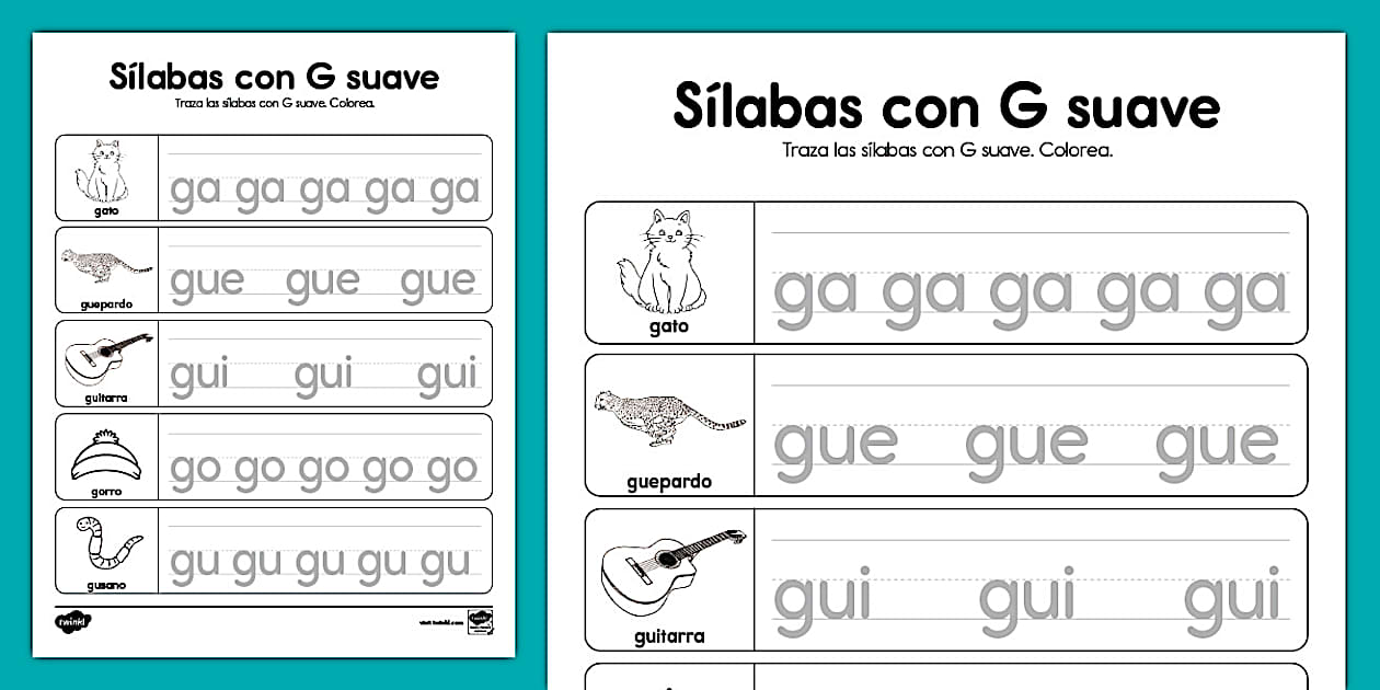 Actividad: Sílabas iniciales con G suave - Twinkl