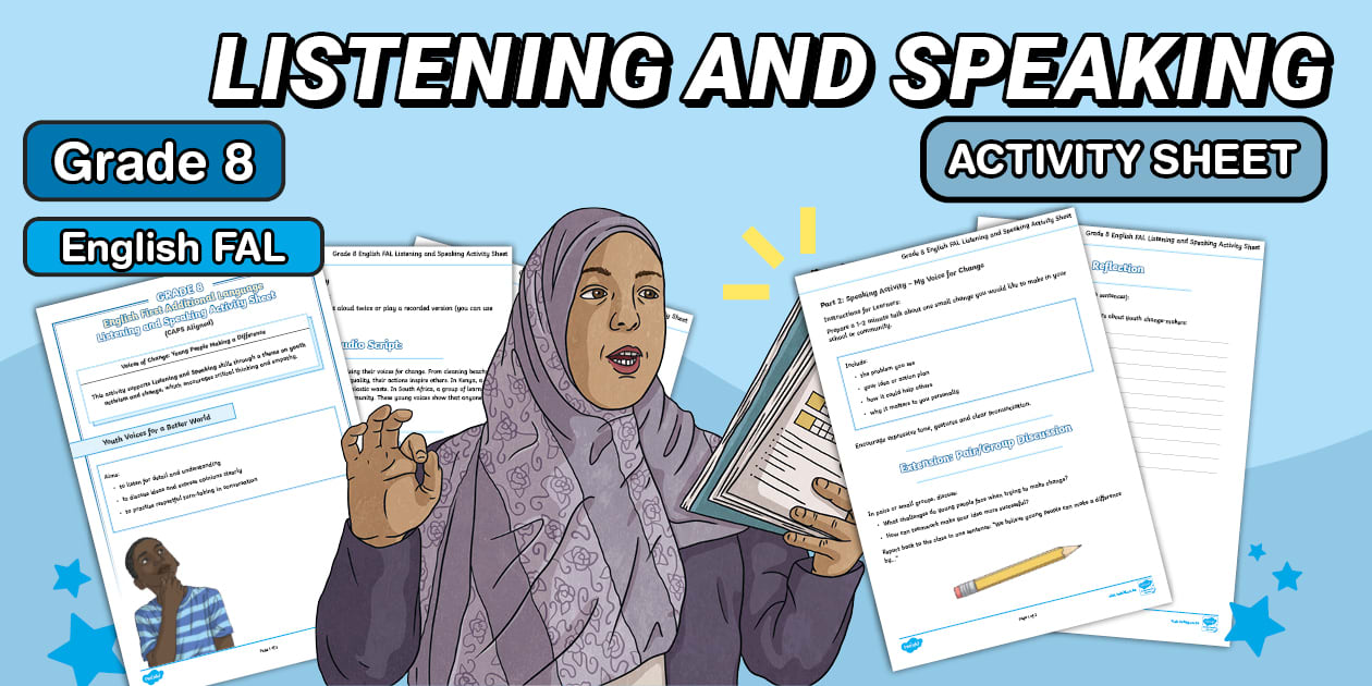 Grade 8 English FAL Listening and Speaking Activity Sheet (CAPS Aligned)