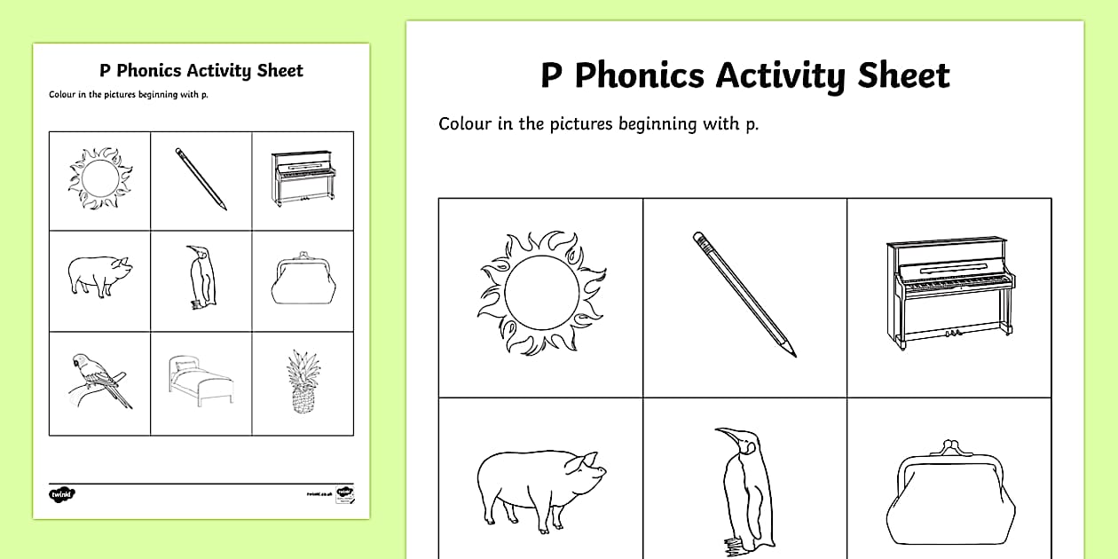p Phonics Colouring Worksheet / Worksheet (teacher made)