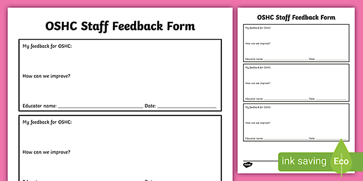 OSHC Staff Feedback Form (teacher made) - Twinkl