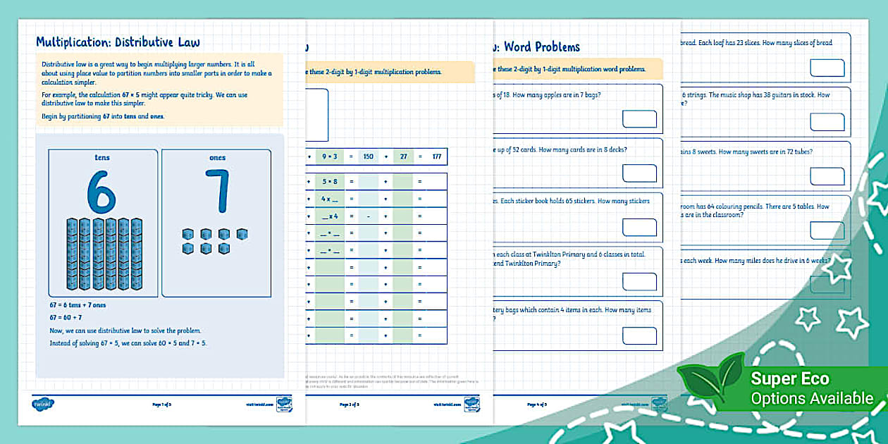 Multiplication: Distributive Law (Ages 8 - 9) - Twinkl