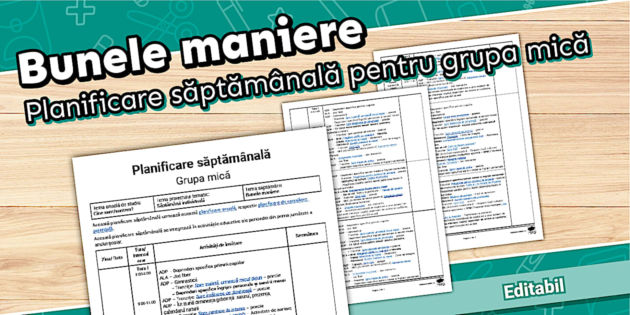 Bunele maniere – Model de planificare săptămânală grupa mică