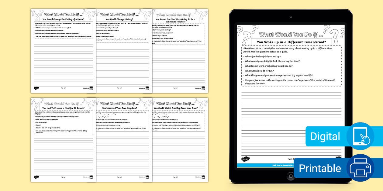 Eighth Grade What Would You Do if Writing Prompt Pack