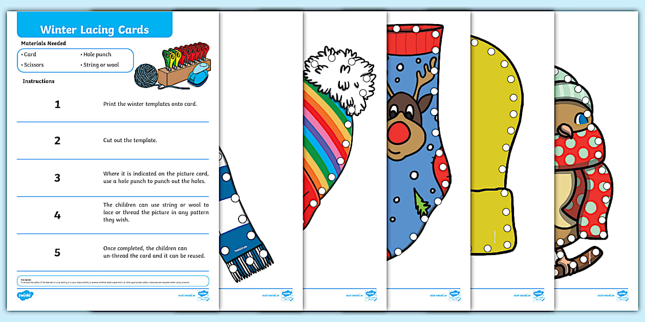 Winter Lacing Cards (Teacher-Made) - Twinkl