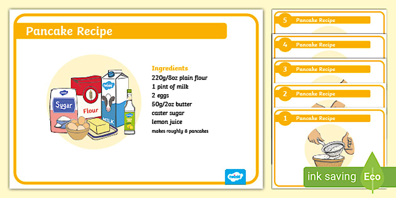 Pancake Recipe Sheets With Measurements (teacher made)