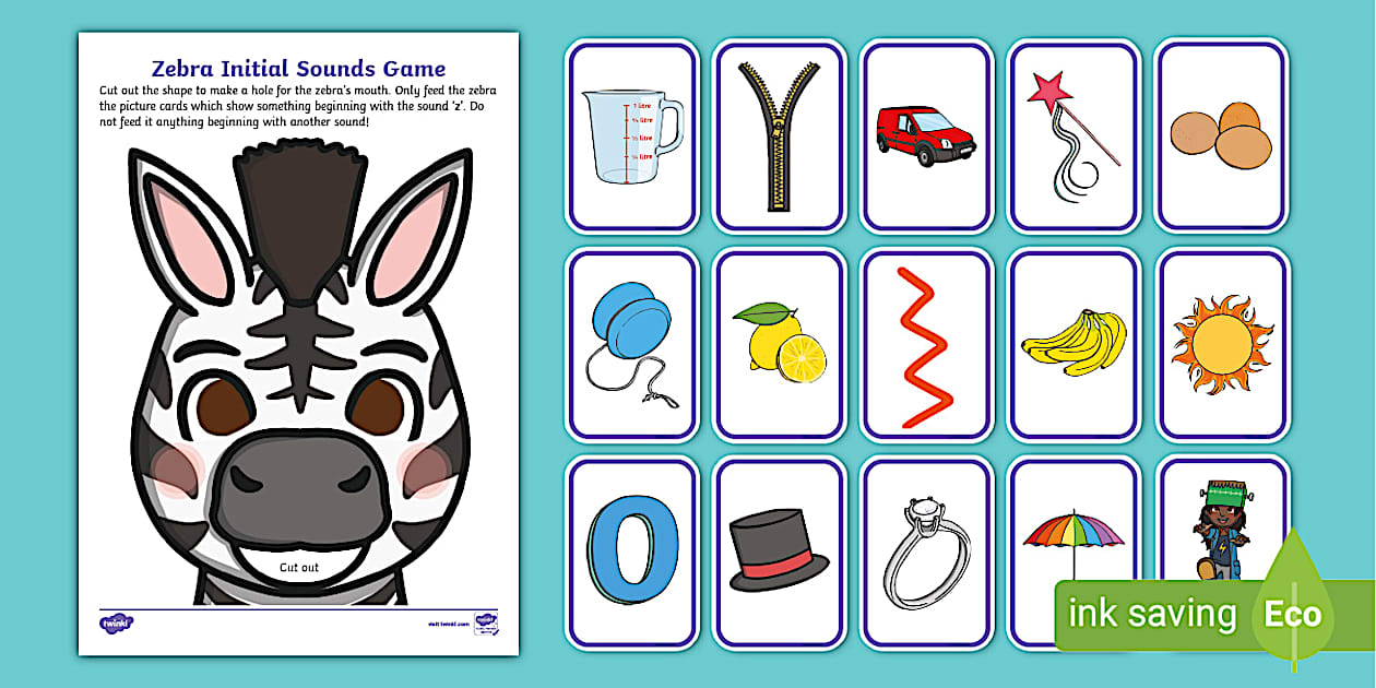 Zebra Initial Sound Game: Letter z Twinkl (teacher made)