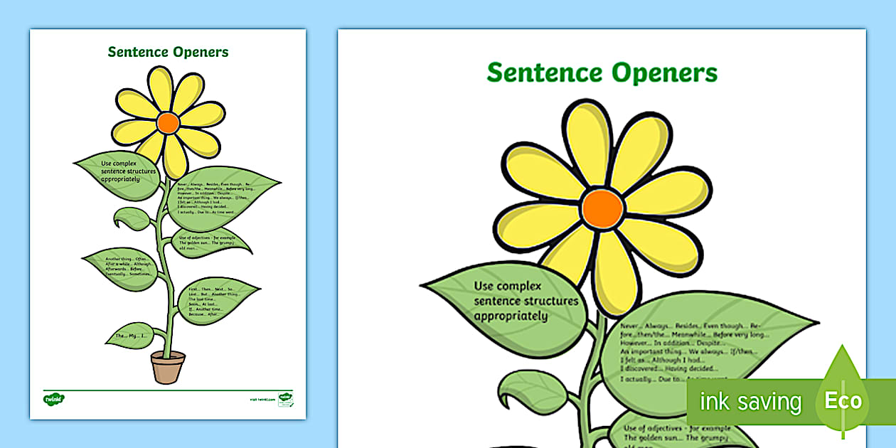 Sentence Opener Flowers (teacher made) - Twinkl