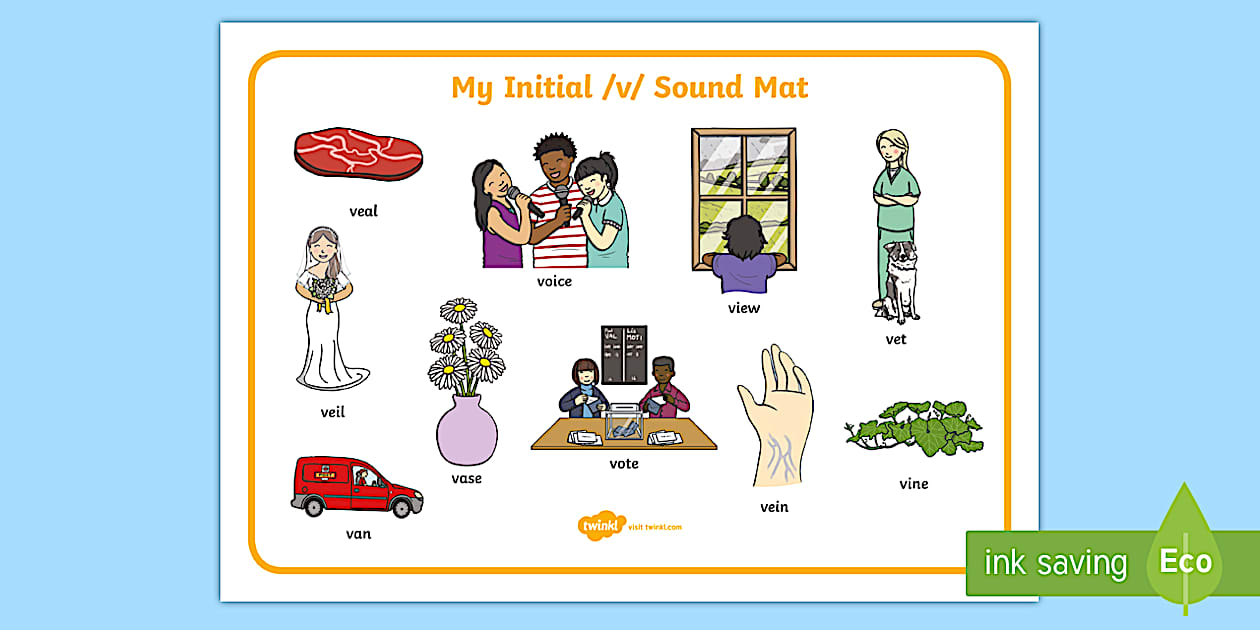 Initial v Sound Mat (teacher made) - Twinkl