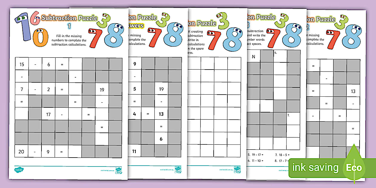 Subtraction Puzzles (teacher made) - Twinkl