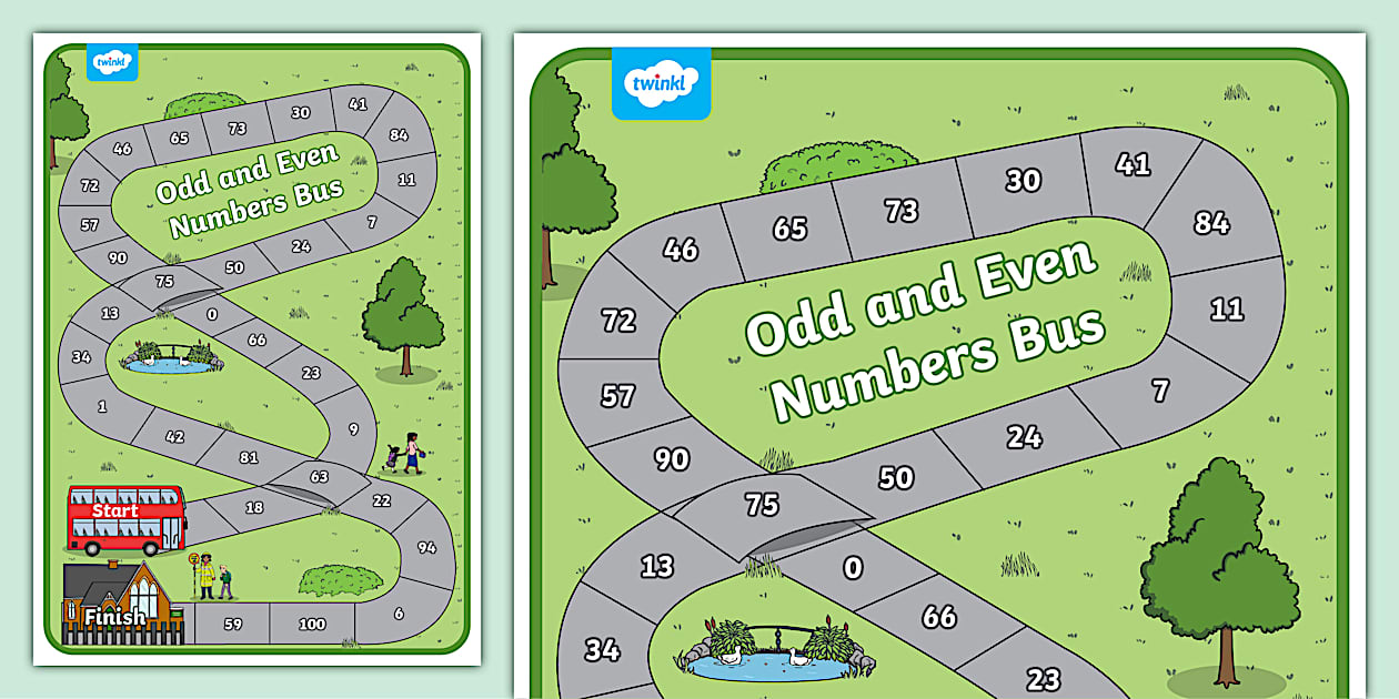 Odd and Even Numbers Bus Board Game (teacher made) - Twinkl