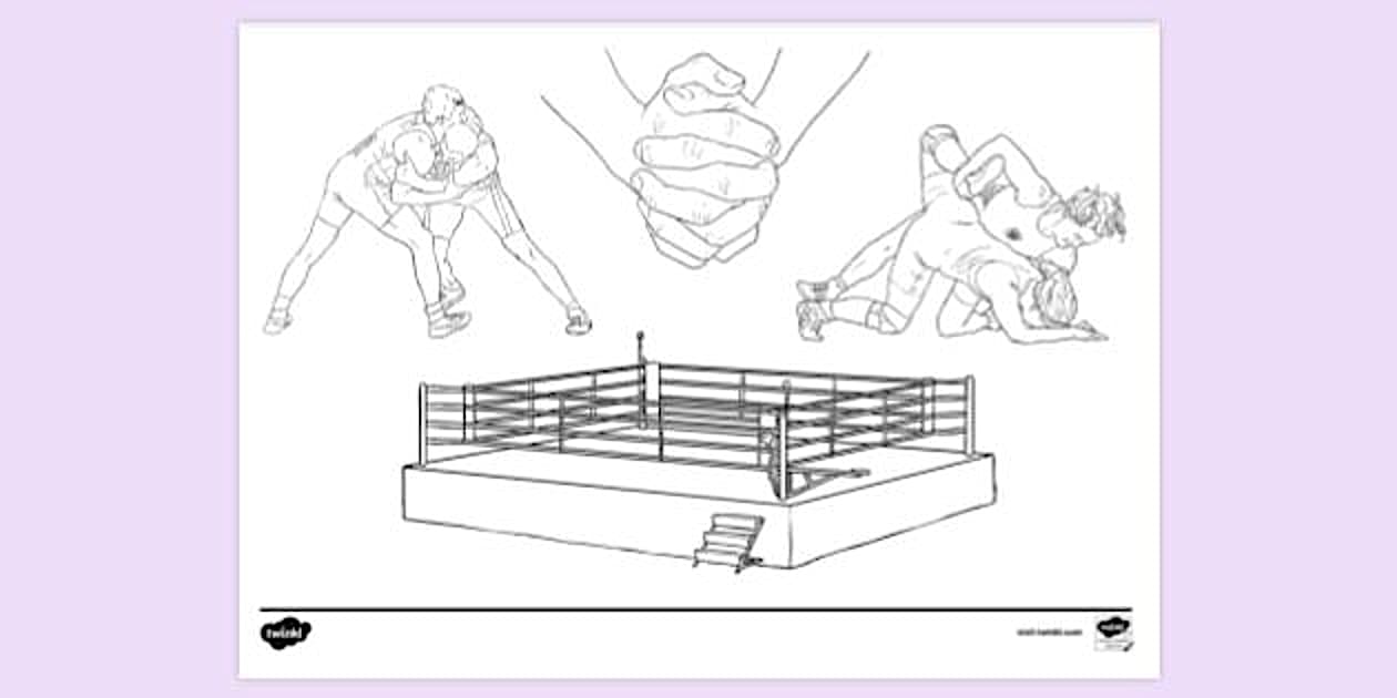Free Wrestling Colouring Page - Primary Resources - Twinkl