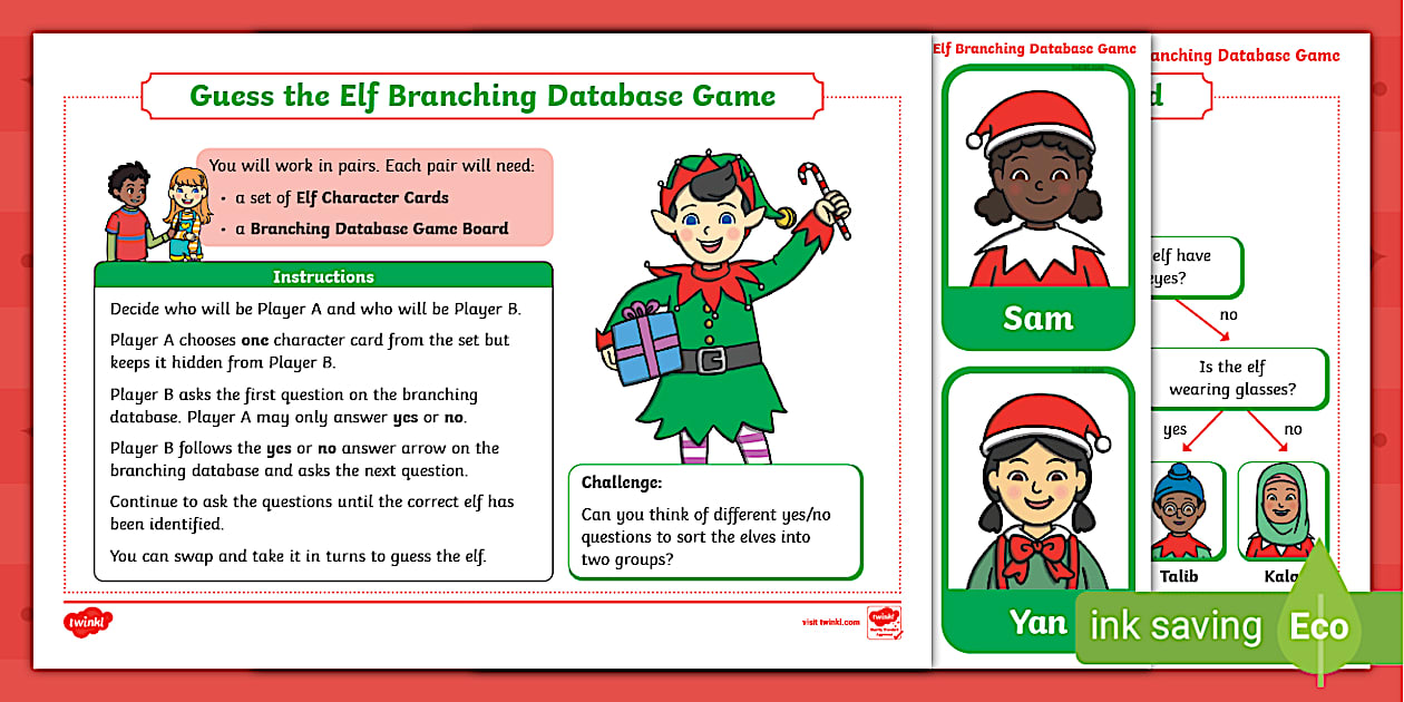 KS1 Guess the Elf Branching Database Game - Computing