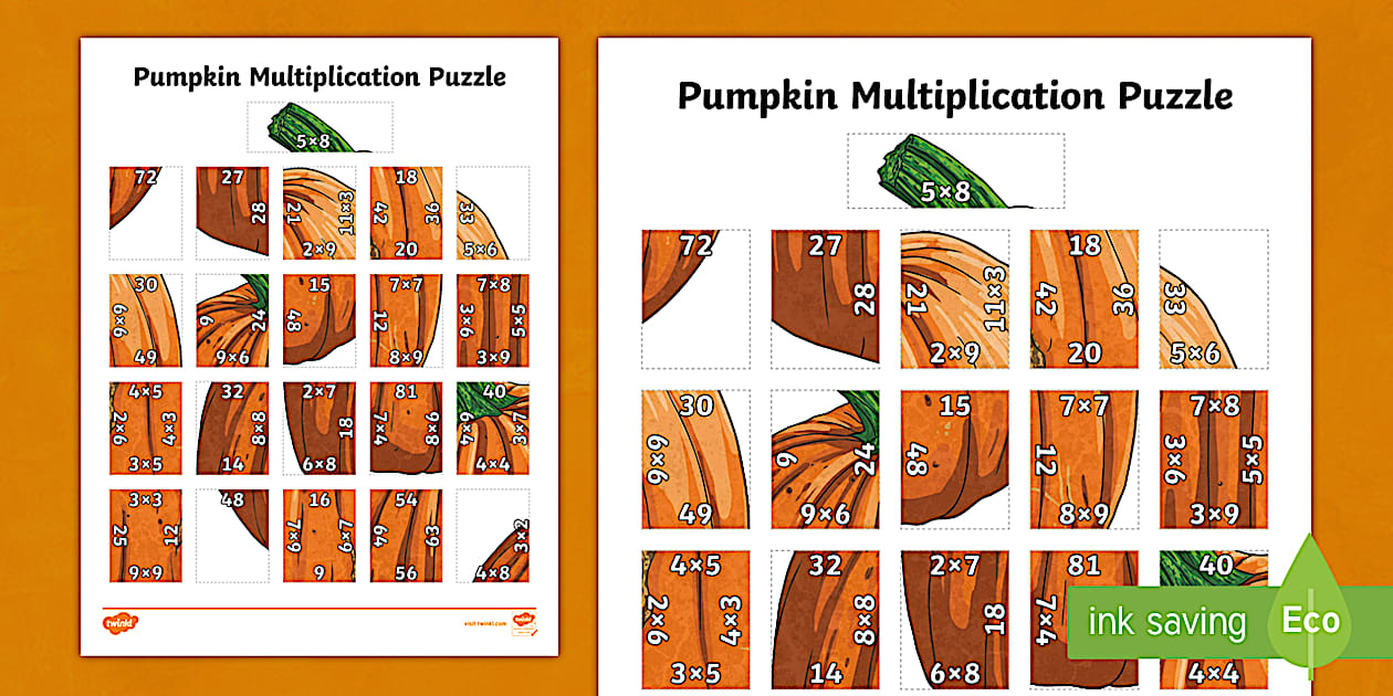 Pumpkin Multiplication Puzzle (Teacher-Made) - Twinkl