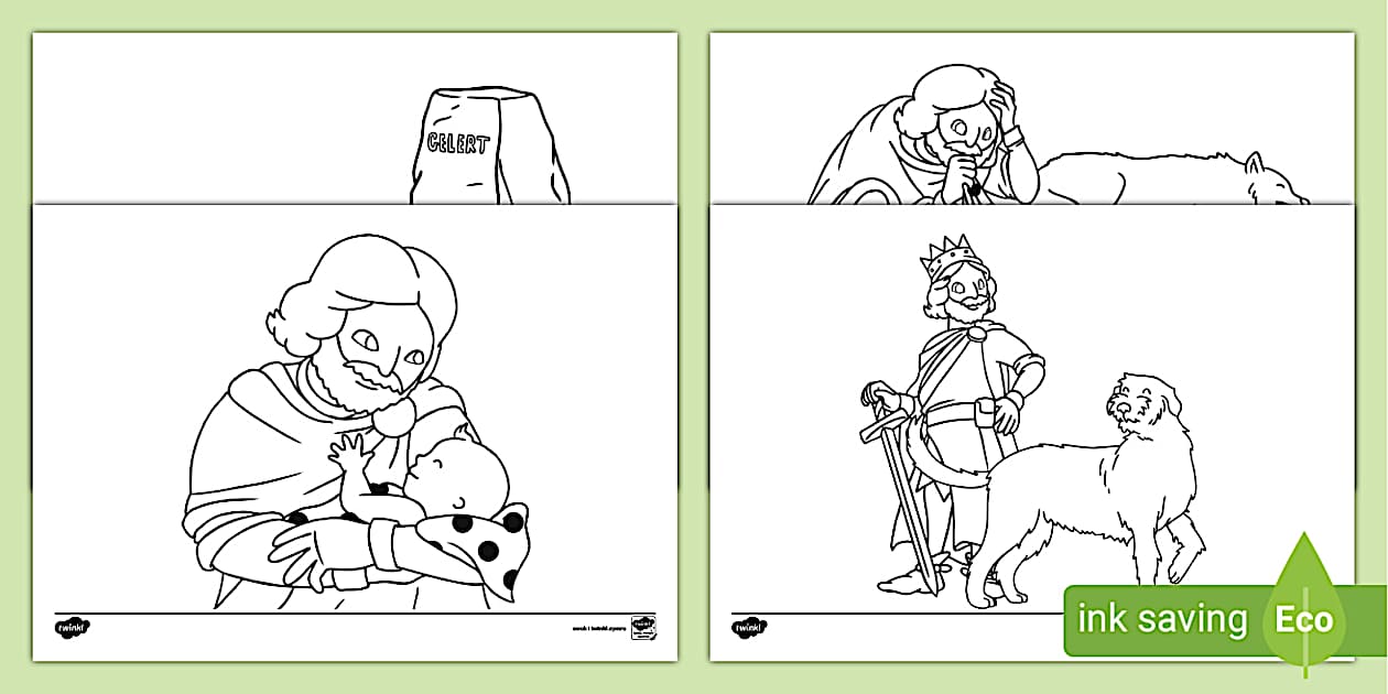 The Story Legend of Gelert Colouring Pages (Teacher-made)