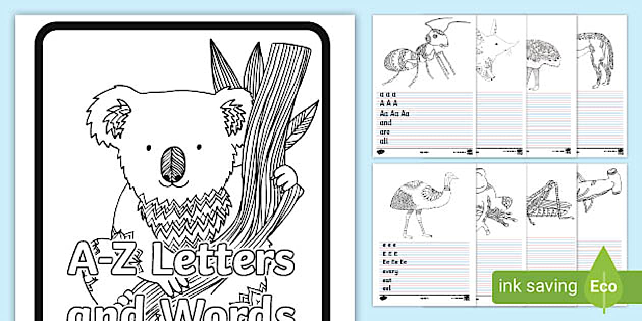 TAS A-Z Letters and Words Handwriting Practice and Mindfulness Colouring