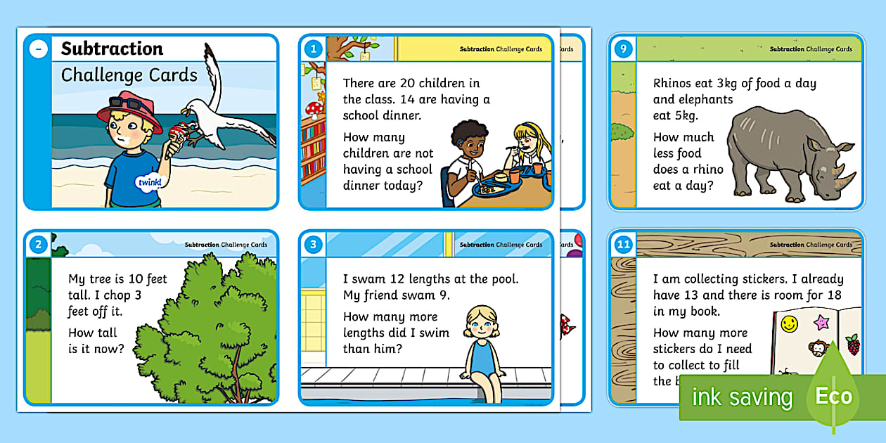 KS1 Subtraction Challenge Cards (teacher made) - Twinkl