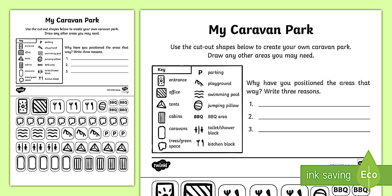 TAS My Caravan Park Worksheet (teacher made) - Twinkl