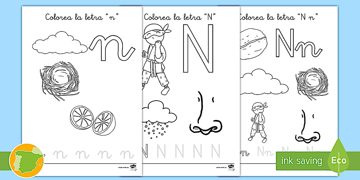 Hoja de colorear: La letra n (Teacher-Made) - Twinkl