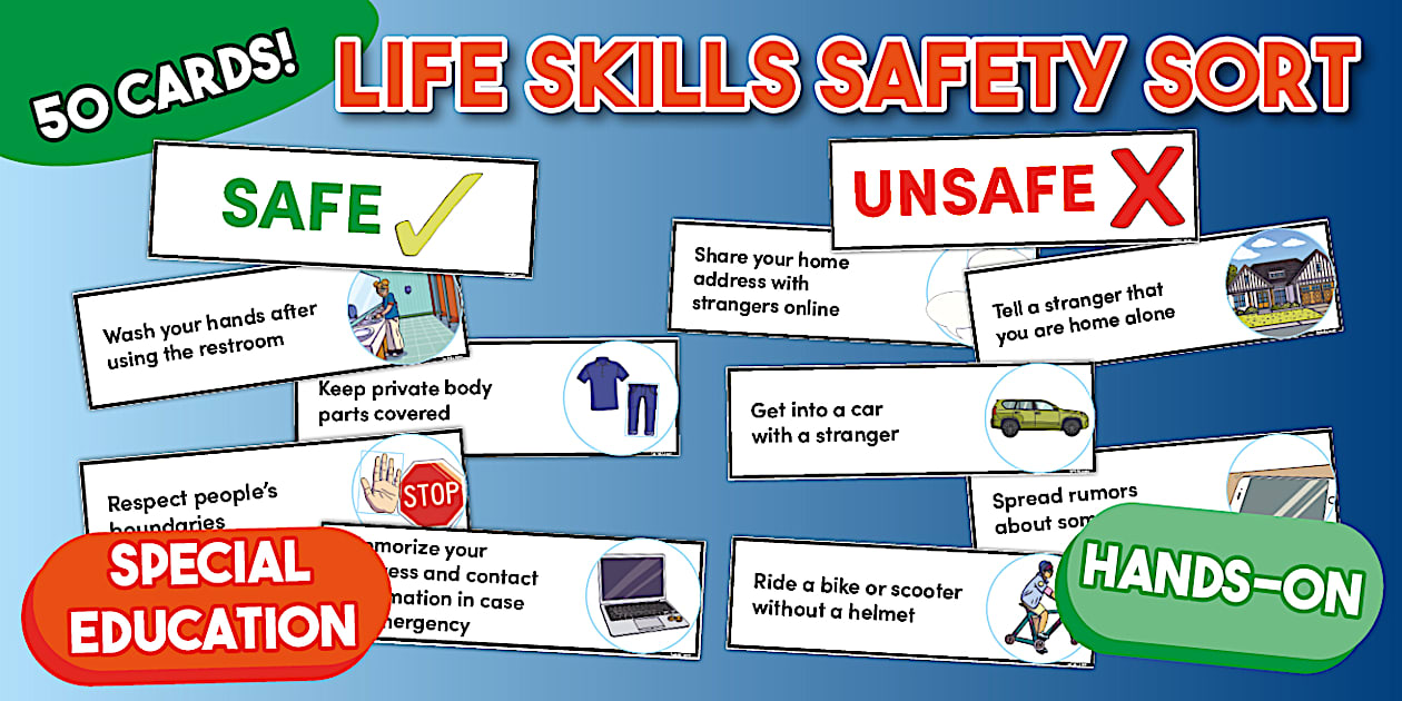 Life Skills Safety Sort for Special Education. - Twinkl