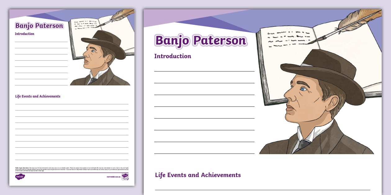 Banjo Paterson Biography Template (Teacher-Made) - Twinkl