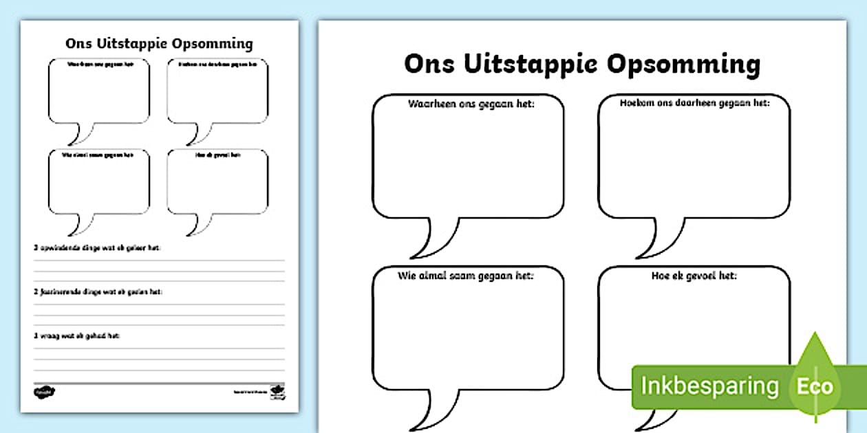 Ons Uitstappie Opsomming Aktiwiteit (teacher made) - Twinkl