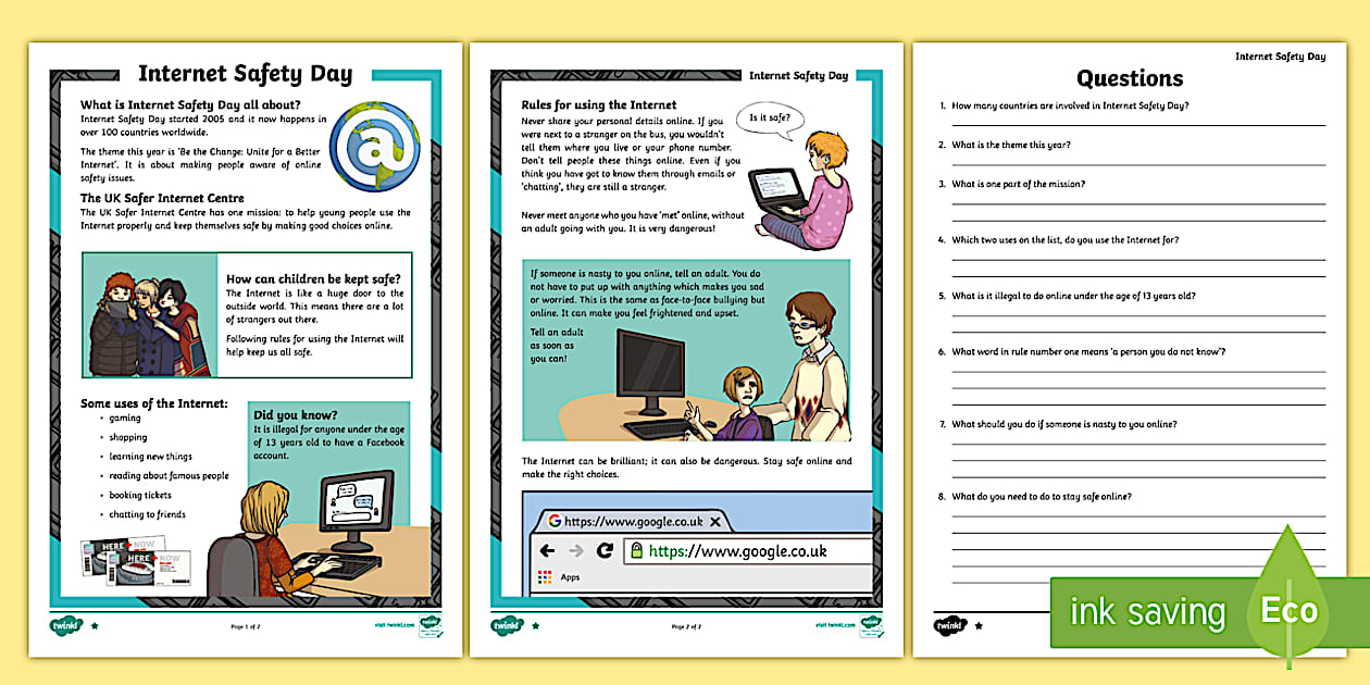Internet Safety Day Differentiated Reading Comprehension Activity