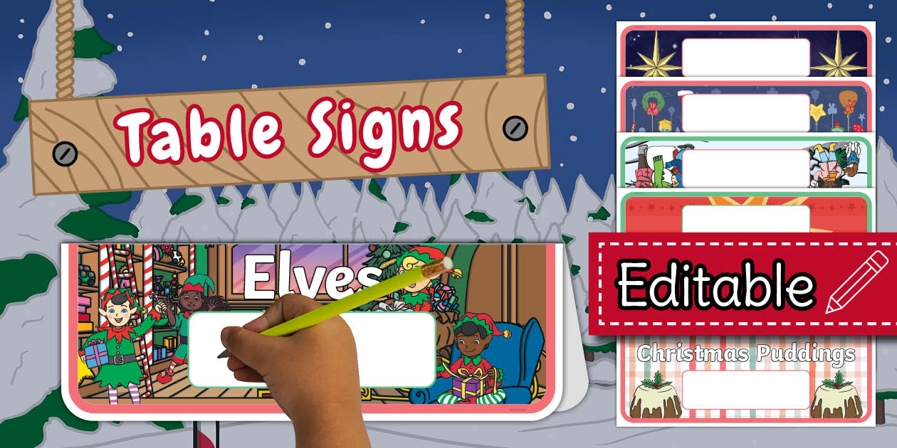 Group Table Signs (Christmas) Editable