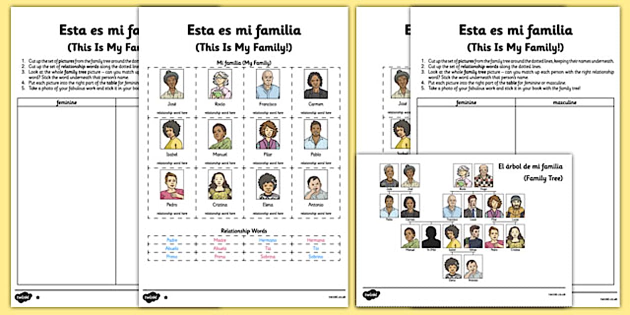 Esta es mi familia Spanish Worksheet / Worksheet - Twinkl