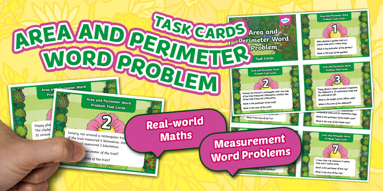 Area and Perimeter Word Problem Task Cards