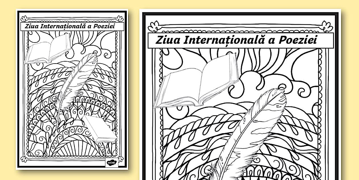 Ziua Internațională a Poeziei – Desen de colorat Mindfulness