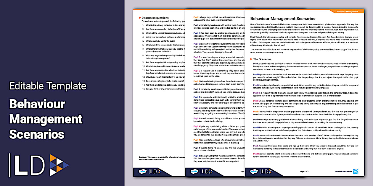 Behaviour Management Scenarios - Leaders (Teacher-Made)
