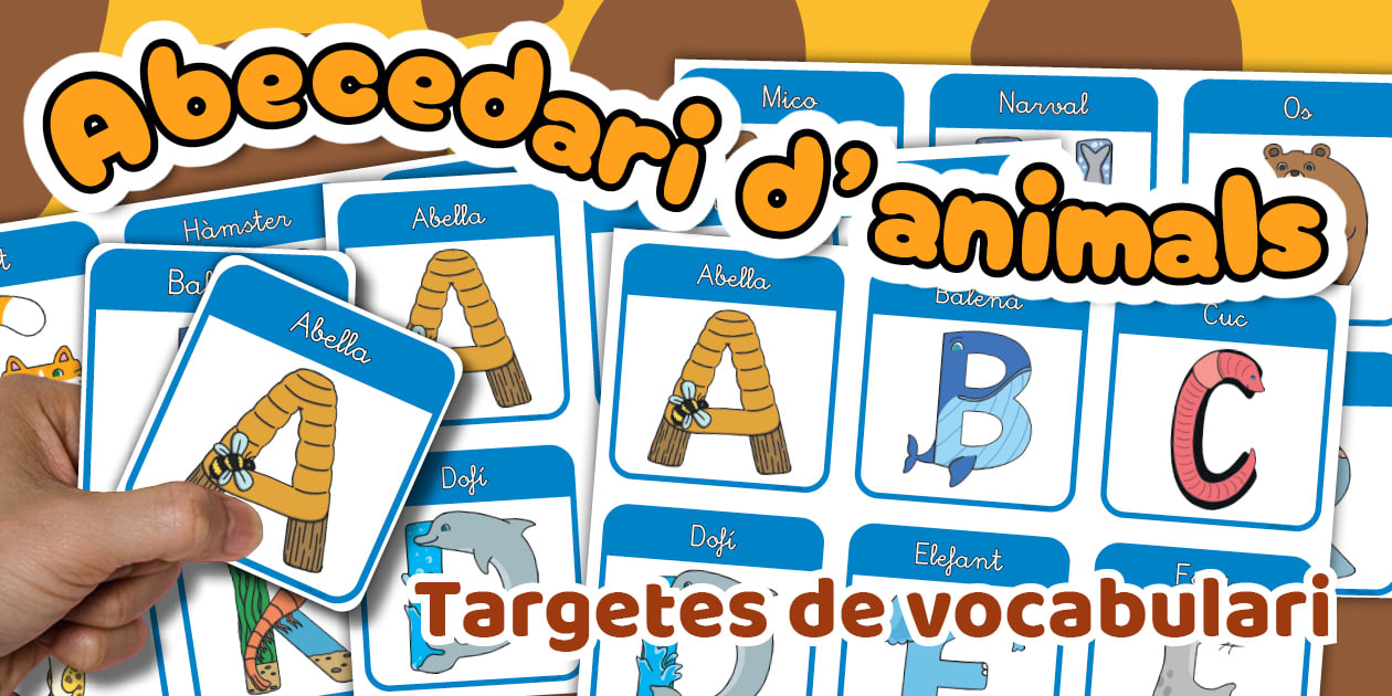 Targetes de vocabulari: Abecedari d'animals - Català