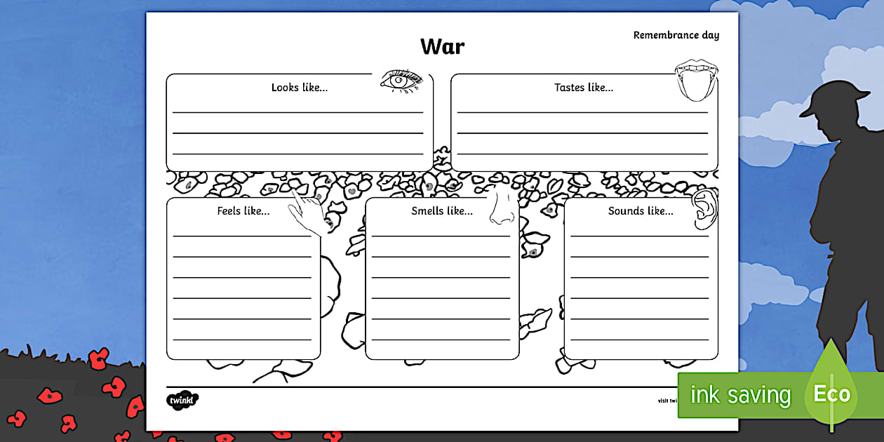 Remembrance Day: War and the Five Senses Activity - Twinkl