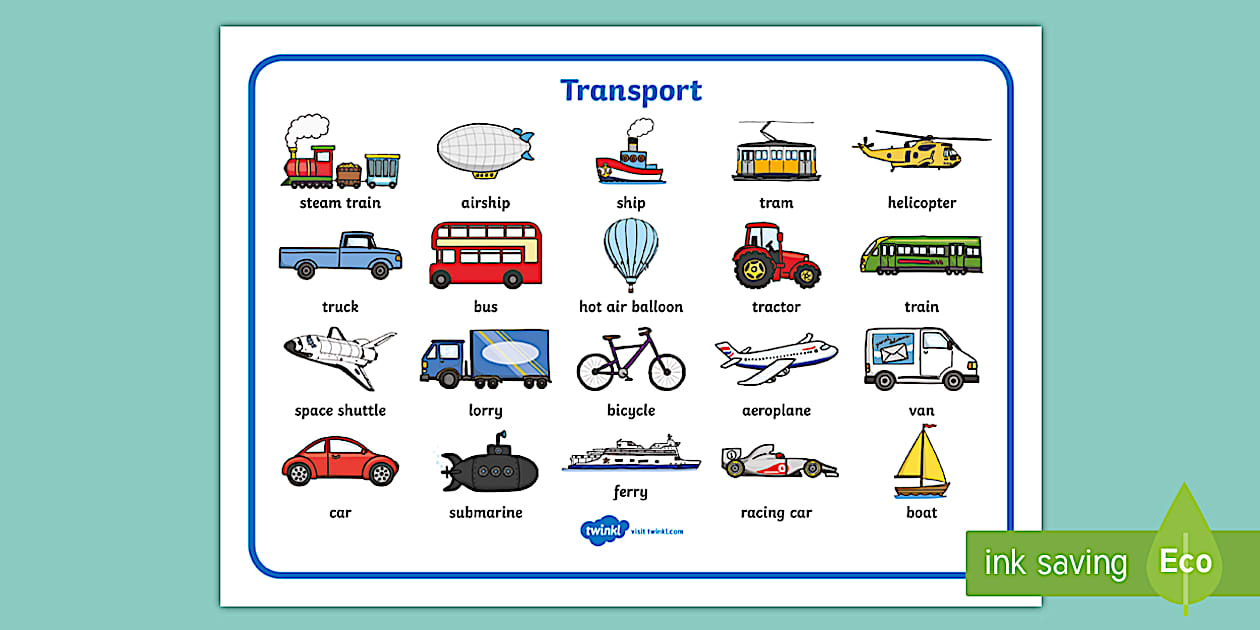 Cursive Transport Word Mat (teacher made) - Twinkl